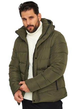 SOULSTAR Herren Winterjacke mit Kapuze Steppjacke Pufferjacke Outdoorjacke &Uuml;bergangsjacke Mens Jacket S2_MJ-CRETA-Olive-S
