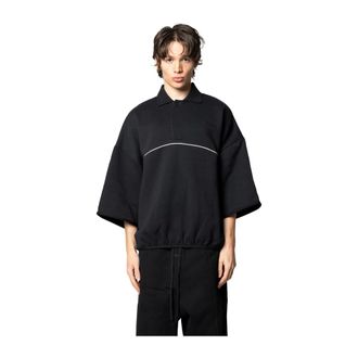 Fear of God Homme, Sweatshirts et sweats &agrave; capuche, Noir, Taille: M Active Trace SweaT-shirt polo moderne &agrave; manches 3/4