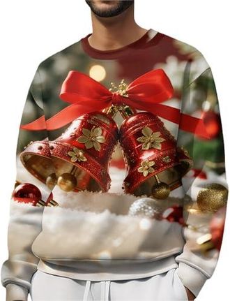 Generic Pull à col rond pour homme Imprimé Noël Col rond Polyester épais Simple Casual Hiver Sweatshirt, RD1., XL