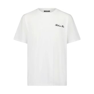 Balmain Homme, Tops, Blanc, Taille: XL T-shirt Blanc avec Logo
