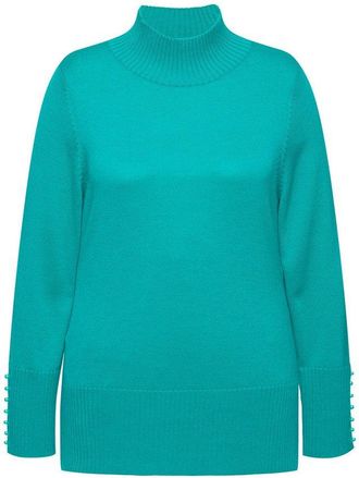 Ulla Popken Strickpullover Pullover Woll-Seidenmischung Stehkragen Zierperlen
