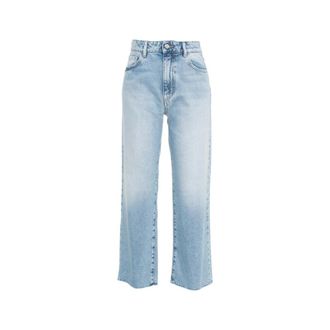 Icon Denim Los Angeles High-Waisted Cropped Distressed Blaue Jeans - - Jeans - Damen - Blau - W26