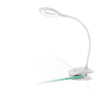 Eglo Lampe de bureau LED à pince Cabado, luminaire tactile sans fil, avec accroche lit, blanc neutre, intensité variable, spot flexible à clipser en plasti