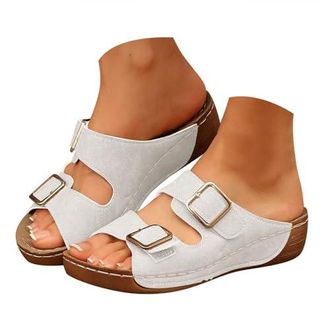 Generic Sandales orthop&eacute;diques compens&eacute;es pour femme 2026 confortables &agrave; deux lani&egrave;res avec soutien de la vo&ucirc;te plantaire, tongs respirantes &agrave; bout ouvert lar