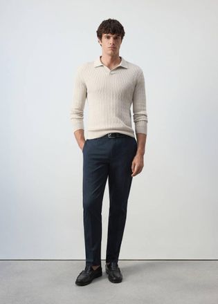Mango Pantalon Dublino chino slim-fit bleu marine - Homme - 38 - MANGO MAN
