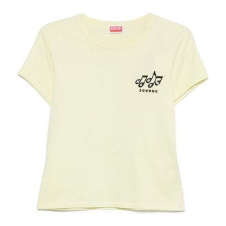 Kenzo Femme, Tops, Blanc, Taille: 38 FR T-shirt col rond brod&eacute; Sounds
