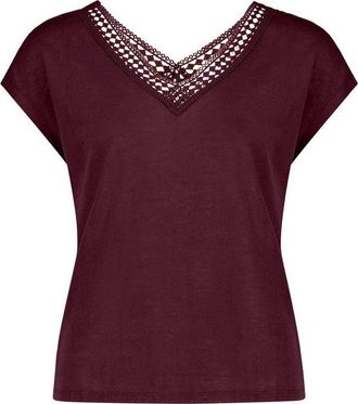 Zero T-Shirt Damen mit V-Ausschnitt (1-tlg) Spitze
