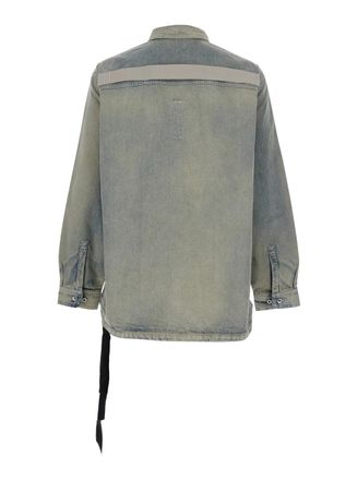 Rick Owens Mens Jacket Light Blue Denim Grey Cotton Coat