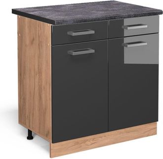 Vicco Meuble cuisine R-Line, Anthracite Haute brillance, 80 cm, pt Anthracite
