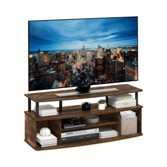 Furinno JAYA Großes Entertainment-Center für bis zu 55-Zoll-Fernseher, Bernsteinkiefer/Schwarz