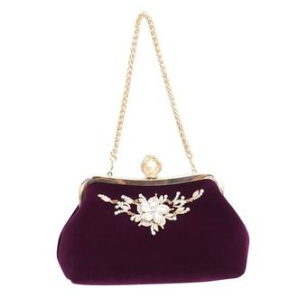 Garneck Sac de Soirée Femme à Paillettes avec Chaîne Amovible Pochette Banquet Élégante pour Mariage Cocktail Sac Main Bandoulière Multifonction Tissu Peluche