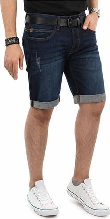 Indicode B797 - Jean court pour homme (S-3XL) - Coupe droite - Pantalon stretch - 98 % coton - L&eacute;ger et respirant, bleu, M