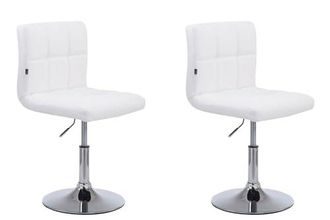 Clp Lot De 2 Chaises Lounge Palma V2 en Similicuir I Siège Rembourré Pivotant Et Réglable en Hauteur I Piètement Métal, Couleur:Blanc