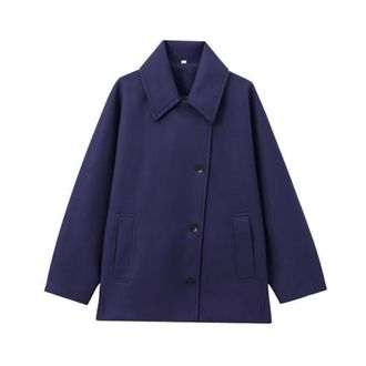 Generic Trench surdimensionn&eacute; pour femme avec revers large, manteau long d&eacute;contract&eacute; &agrave; bouton unique avec poches plaqu&eacute;es, bleu marine, XS
