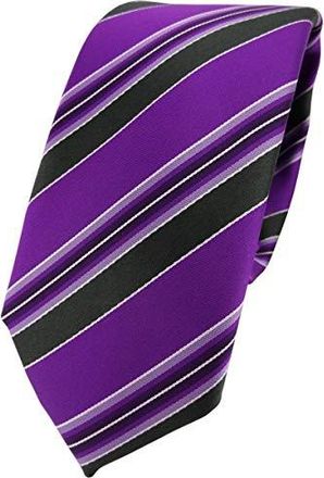 TigerTie &eacute;troit Designer cravate en lila violet noir blanc ray&eacute;