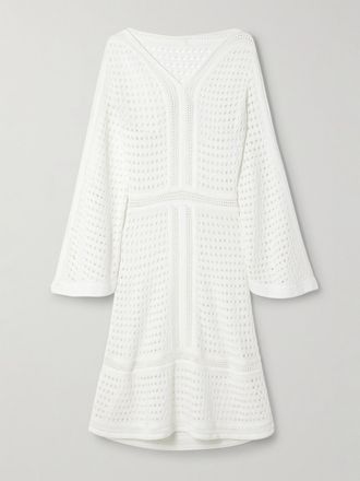 Chlo&eacute; Minikleid Aus Biobaumwolle In Pointelle-strick - Wei&szlig;