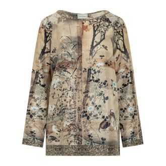 Pierre-Louis Mascia Femme, Blouses et Chemises, Beige, Taille: 40 FR Aloe Chemise Manches Longues Soie