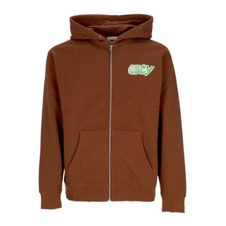 Obey Homme, Sweatshirts et sweats à capuche, Brun, Taille: XL City Watch Dog Zip Sweat à capuche