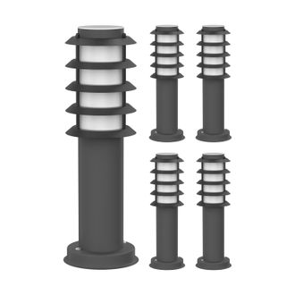 LEDs Com 5 St&uuml;ck Wegelicht/Pollerleuchte PORU f&uuml;r au&szlig;en, IP44, Gitter, 39 cm, anthrazit, 1x E27 max. 40W