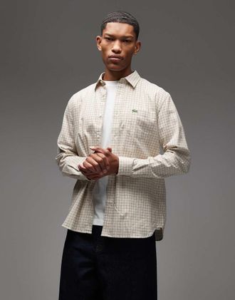 Lacoste Karohemd in Beige-Neutral