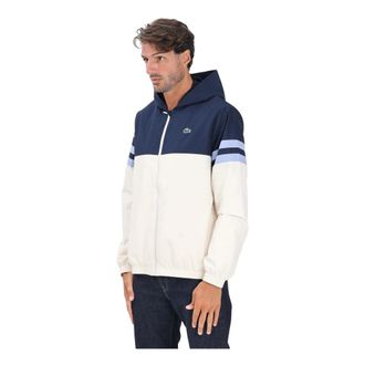 Lacoste Homme, Vestes, Beige, Taille: S Veste Coupe-Vent Cr&egrave;me avec Accents Bleus