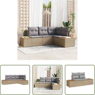 vidaXL vidaXL Modulares Sofa - Gartensofa-set mit Kissen 5 pcs Hellgrau Poly Rattan