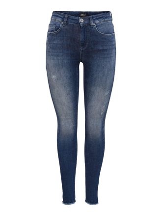 Only Damen Onlblush Life Mid Sk ANK Raw Rea811 Noos Jeans, Dark Blue Denim, L / 34L EU