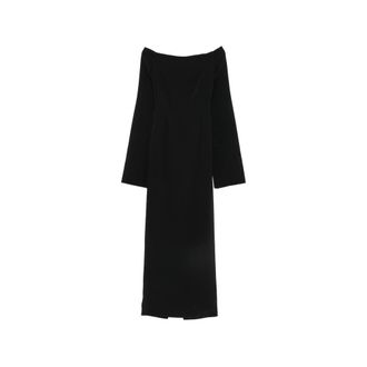 Solace London Off-Shoulder Bell-Sleeve Crepe Maxi Dress - Black
