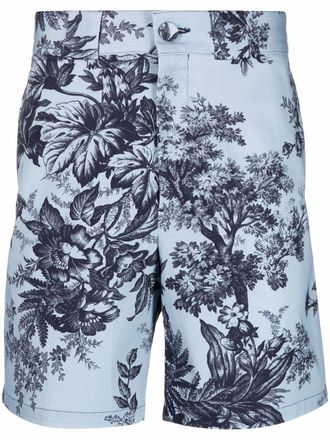 Erdem bermuda à fleurs - Bleu