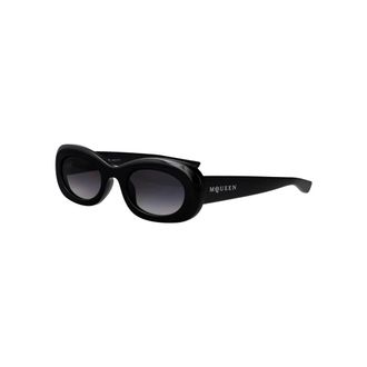 Alexander McQueen Am0527S Oval Sonnenbrille - - Accessories - unisex - Schwarzk - 51 MM
