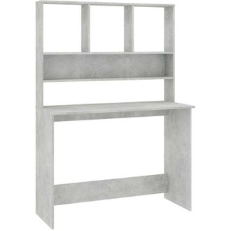 vidaXL vidaXL Bureau avec &eacute;tag&egrave;res Gris b&eacute;ton 110 x 45 x 157 cm Agglom&eacute;r&eacute;