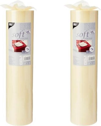 Papstar Tischl&auml;ufer, stoff&auml;hnlich, Vlies Soft Selection 24 m x 40 cm Creme auf Rolle, 84320 (Packung mit 2)