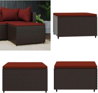 vidaXL Vidaxl - Repose-pied de jardin avec coussin marron résine tressée - repose-pied - repose-pieds - Home & Living - Brun