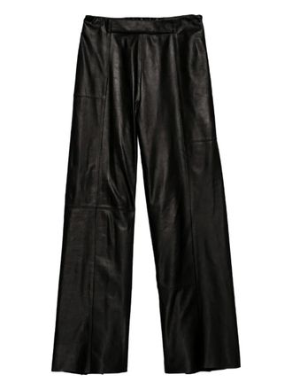 &Aacute;eron pantalon en cuir &agrave; d&eacute;tail danneau - Noir