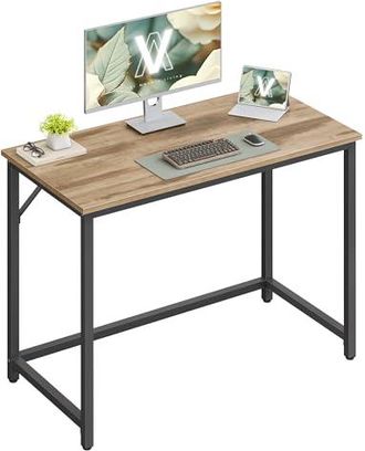 Vasagle Tisch, Computertisch, B&uuml;rotisch, 100 x 50 x 76 cm, f&uuml;r Arbeitszimmer, Schlafzimmer, Wohnzimmer, Kamelbraun-tintenschwarz LWD041K01