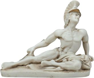 Generic Statue, Skulptur Sterbende Achilles, griechischer Krieg, Alabaster, Graue Patina