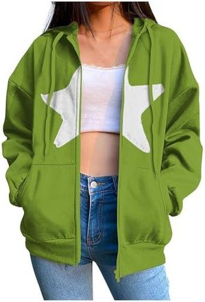 Generic Vestes &agrave; capuche &agrave; manches longues et fermeture &eacute;clair pour femme 2026, Vert, 3XL
