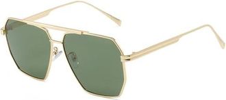 Generic Lunettes de soleil rétro surdimensionnées pour homme avec monture en métal classique miroir Lunettes de soleil classiques UV400, doré gre 2026