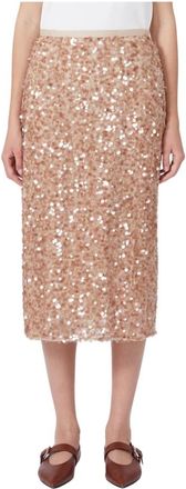 Max Mara Femme, Jupes, Beige, Taille: 42 FR Wkdocchio Tulle and Sequin Skirt