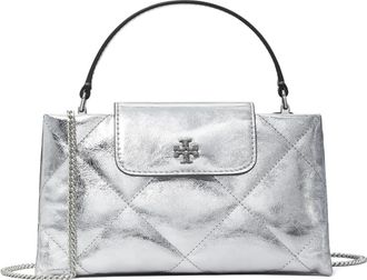 Tory Burch Mini Kira Tote Bag mit Rautensteppung - Silber