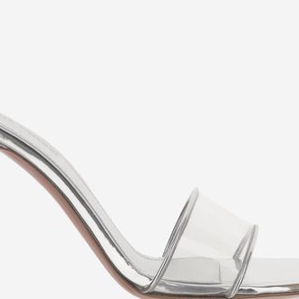 Amina Muaddi Womens Sandals Andreea Glass Silver Leather
