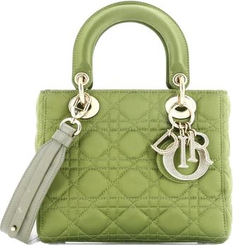 Dior My ABCDior Lady Dior Bag Cannage Quilt Satin with Crystal Charms crossbody bag - Grün