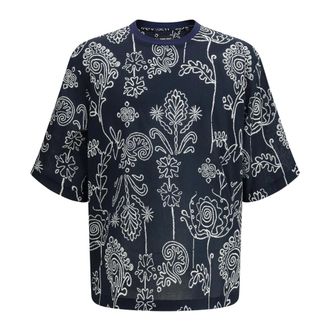 Giorgio Armani T-shirt en coton &agrave; motif int&eacute;gral - Homme - Tops - Bleu - Taille: S