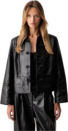 Zadig&Voltaire Femme, Vestes, Noir, Taille: 38 FR Veste en cuir Lessa