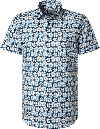 Olymp Herren Kurzarmhemd blau geblümt