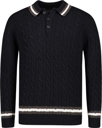 Bugatti Herren Pullover blau Wollmischung unifarben