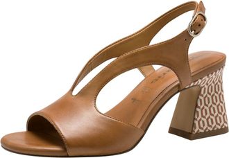 Tamaris Damen Sandalette mit Blockabsatz Leder, braun, 41 EU