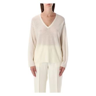 Fabiana Filippi Femme, Pulls, Beige, Taille: 38 FR Tricot Ivoire Col en V Aw25