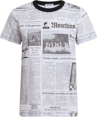 Moschino unisex, Tops, Gris, Taille: S T-shirt en jersey de coton imprim&eacute;