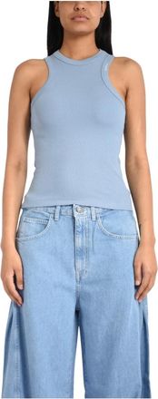 Dondup Femme, Tops, Bleu, Taille: 36 FR D&eacute;bardeur ajust&eacute; &agrave; col rond